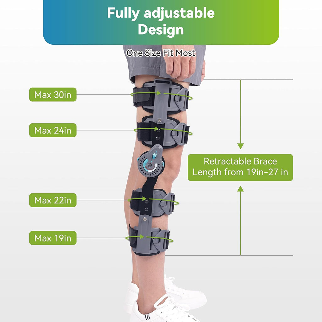 Hinged Knee Brace ROM Post OP Knee Immobilizer Leg Braces Orthopedic ...